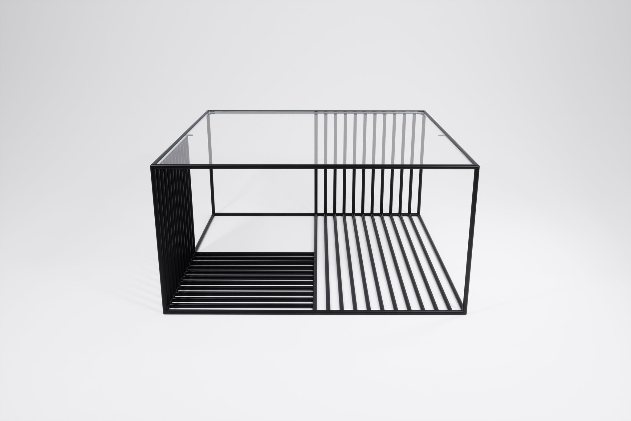 Hatton Coffee Table (2x2) Slim Elegant Black Metal & Glass Coffee and ...