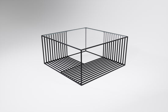 Hatton Coffee Table (2x2) Slim Elegant Black Metal & Glass Coffee and ...