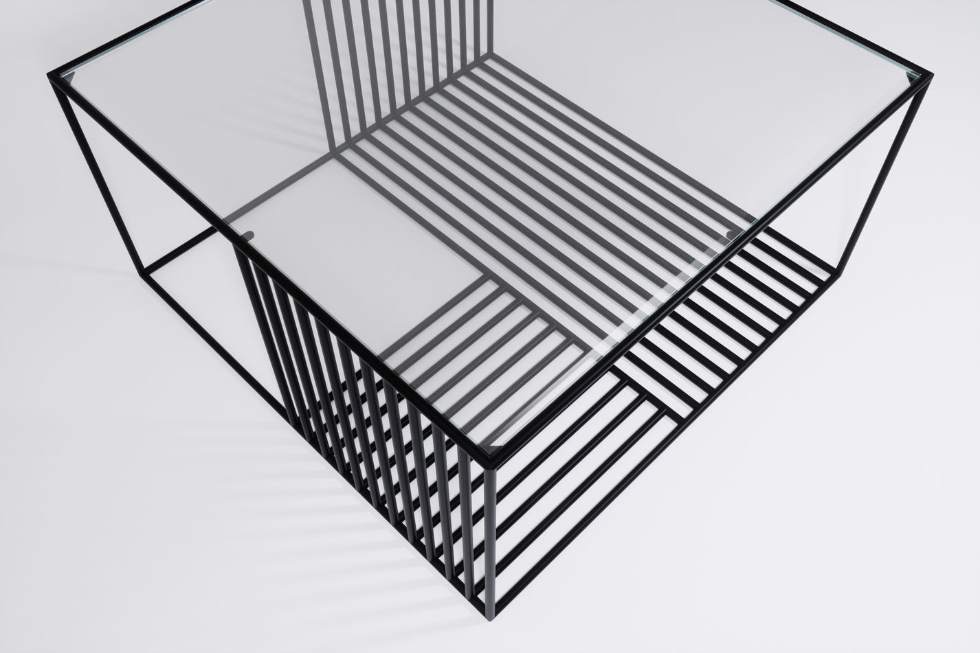 Hatton Coffee Table (2x2) Slim Elegant Black Metal & Glass Coffee and ...